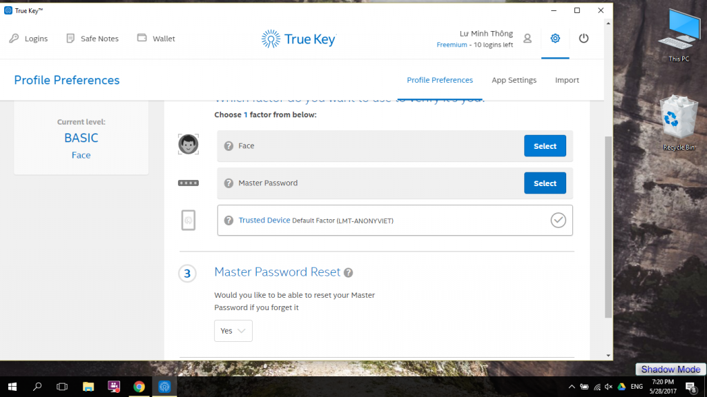 Instructions to scan face unlock Windows 10 - AnonyViet - English Version