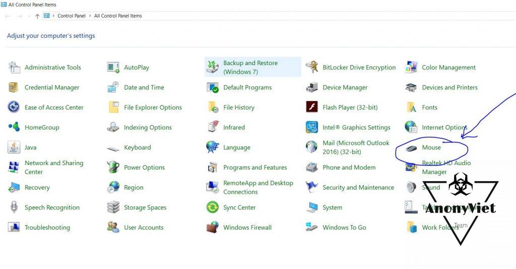 Change the mouse pointer icon - AnonyViet - English Version