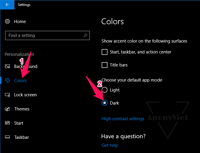 How to install Dark mode for Windows 10 - AnonyViet - English Version