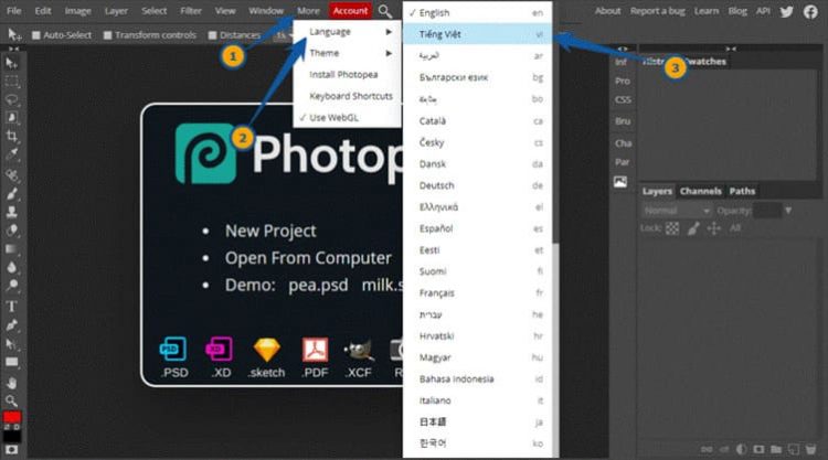 Instructions for editing photos online with Photopea - Photoshop ...