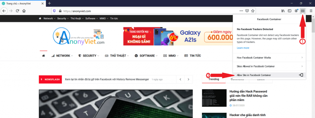 Cách dùng Facebook Container để ngăn Facebook theo dõi bạn - AnonyViet
