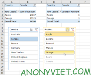 Lesson 254: Slicers in Excel - AnonyViet - English Version