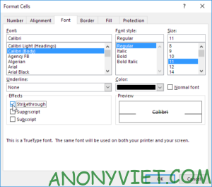 Lesson 49: How to strikethrough letters in Excel - AnonyViet - English ...