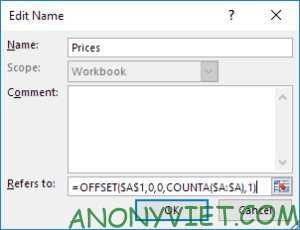 Lesson 20: Dynamic naming technique - Basic Excel - AnonyViet - English Version