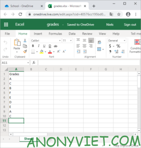 Lesson 94: How to edit Excel files online - AnonyViet - English Version
