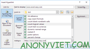 Lesson 125: Hyperlinks in Excel - AnonyViet - English Version