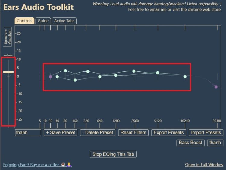 Ears Audio Toolkit - Increase bass and volume for each individual tab ...