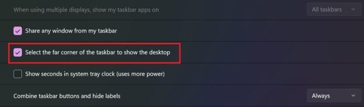 How to display the Show Desktop button on the Windows 11 taskbar ...
