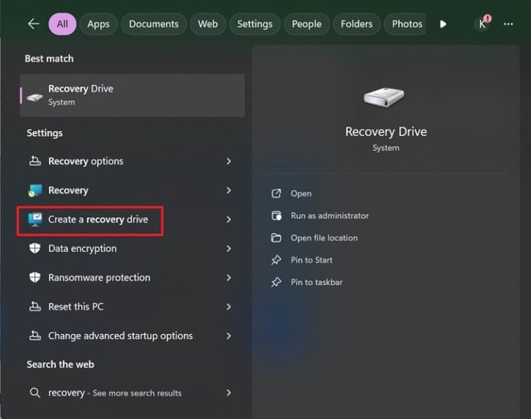 Create a Recovery Drive for Windows 11 - AnonyViet - English Version