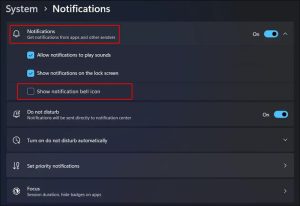 How to hide notification bell icon on Windows 11 Taskbar - AnonyViet ...