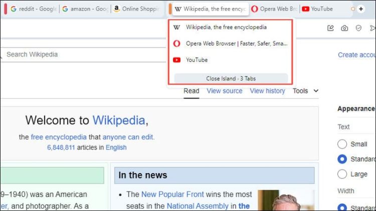 How to activate and use Tab Islands on Opera browser - AnonyViet ...
