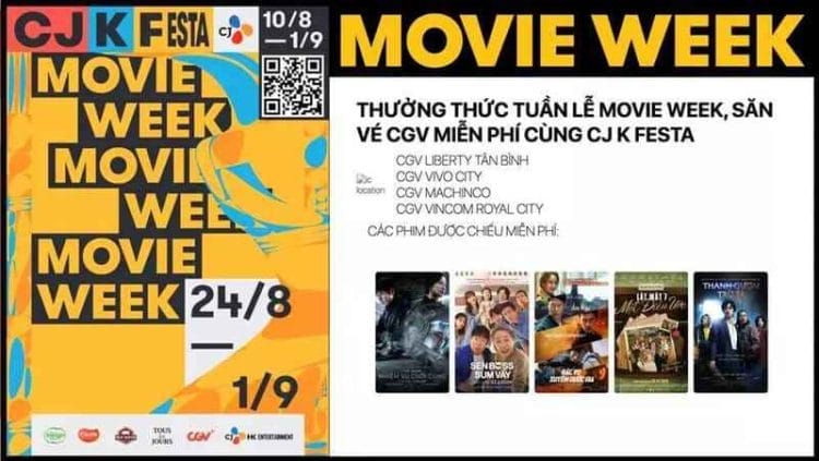Săn vé xem phim CGV miễn phí trong sự kiện K FESTA 2024 CJ - AnonyViet